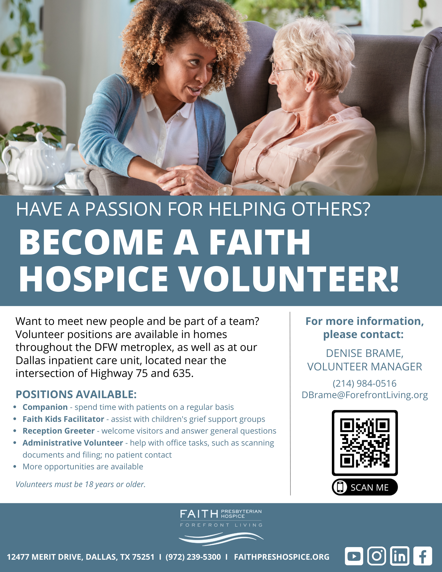 Become a Volunteer at Faith Presbyterian Hospice – Faith Presbyterian ...